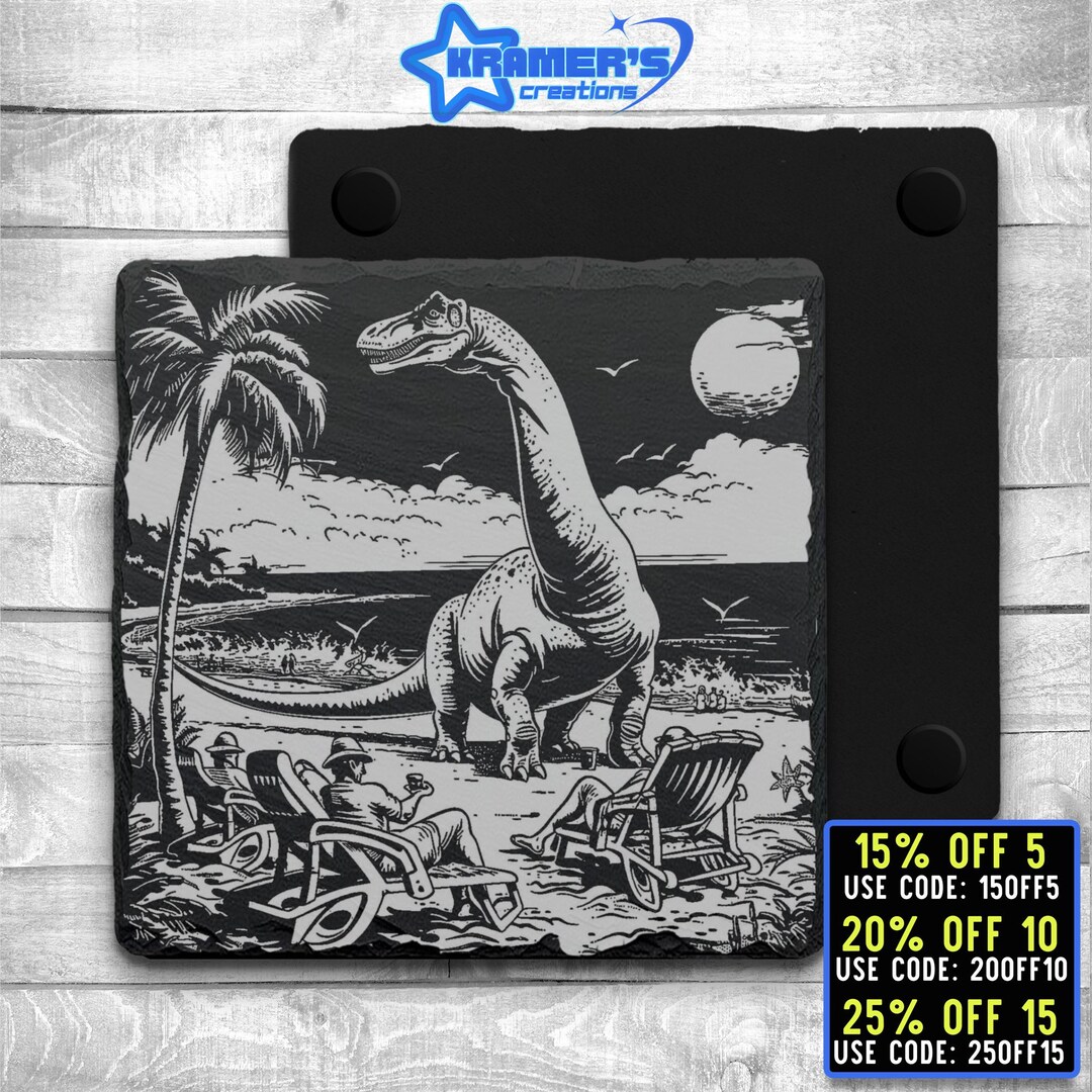 Laser Ready 3 Files Bronto on the Beach Coaster Engraving- Digital JPG ...