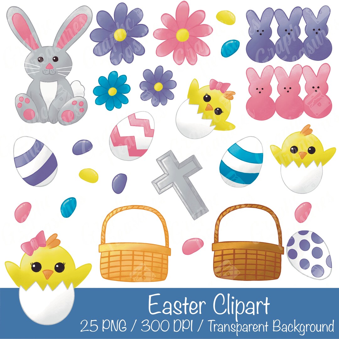 Easter Clipart 25 PNG Transparent Background Instant Download Digital ...