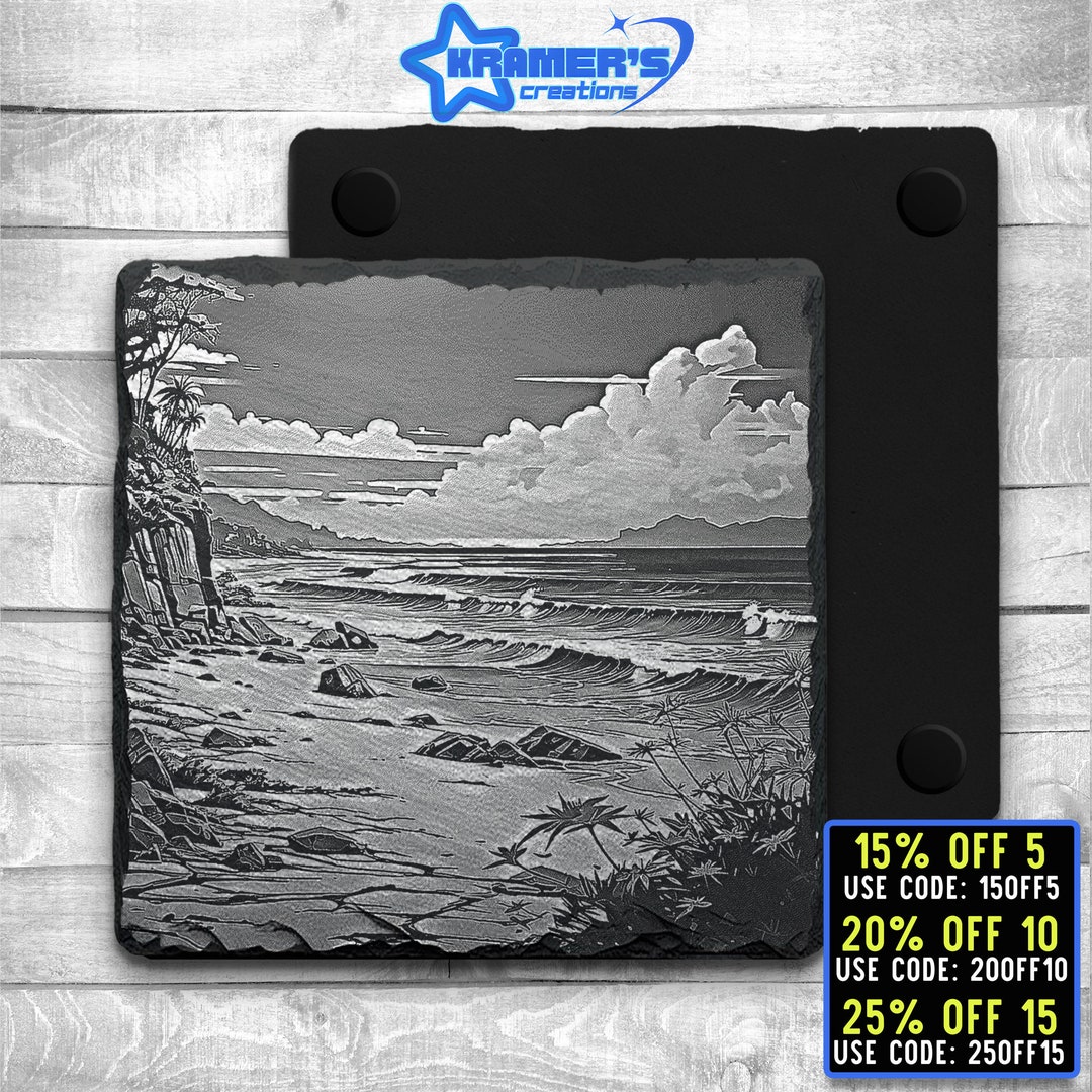 Laser Ready 3 Files at the Beach Coaster Engraving- Digital JPG, PNG ...