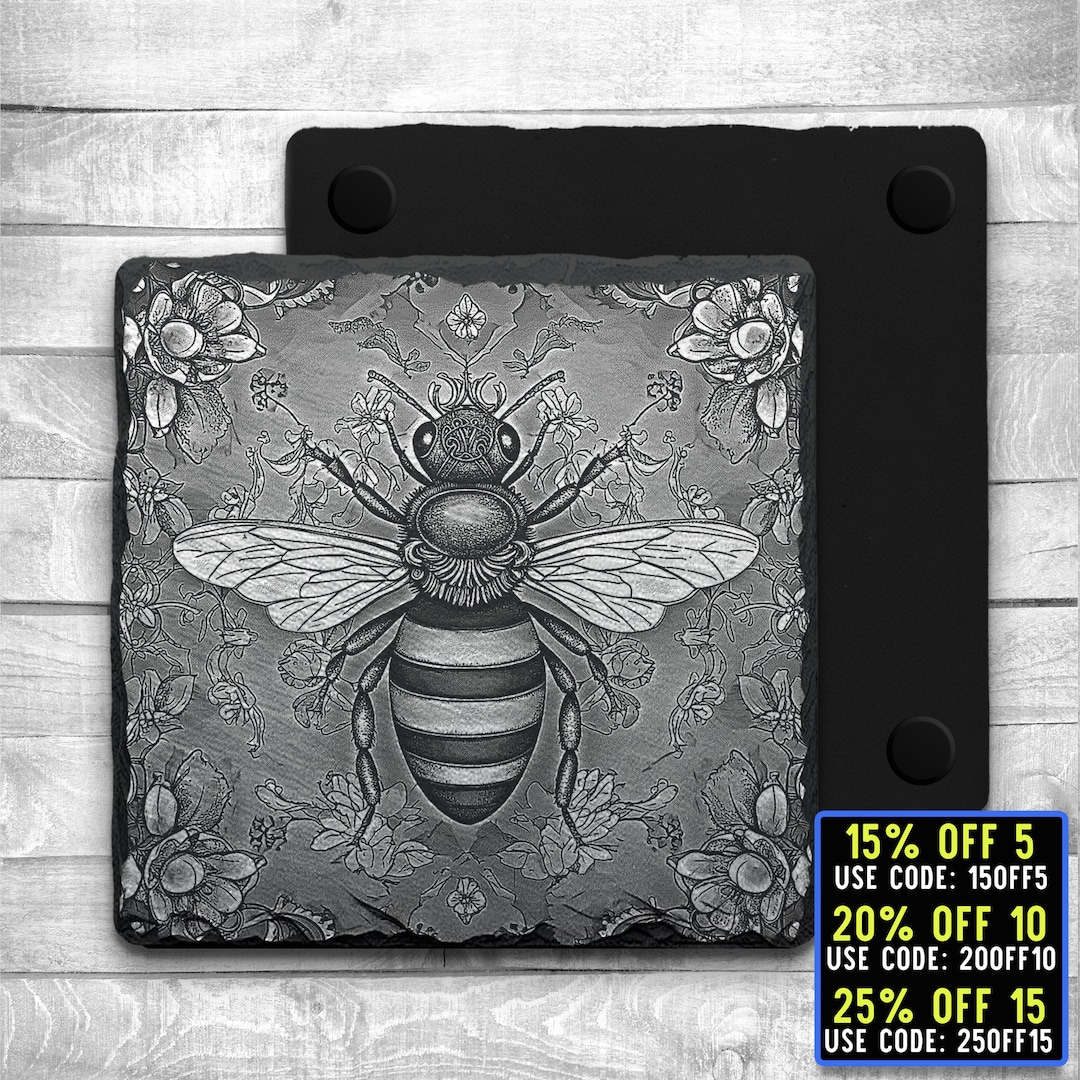 Laser Ready 3 Files Fancy Bee Coaster Engraving- Digital JPG, PNG, SVG File - Etsy