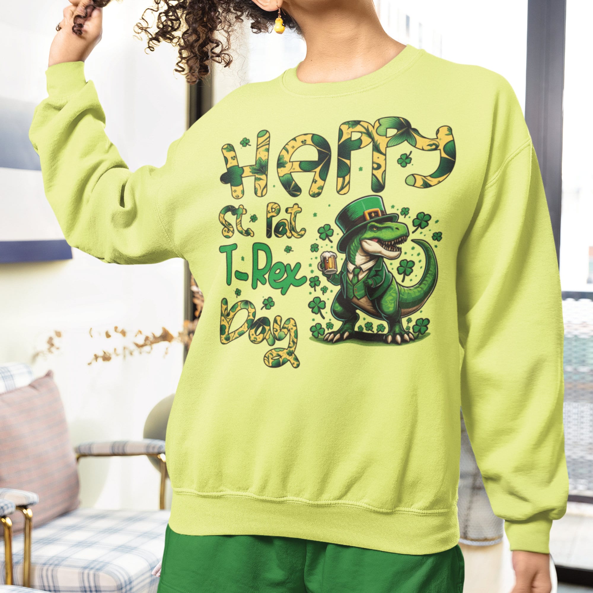 Happy St Pat T-rex Day PNG Sublimation, Funny Rex PNG, Clovers Png ...