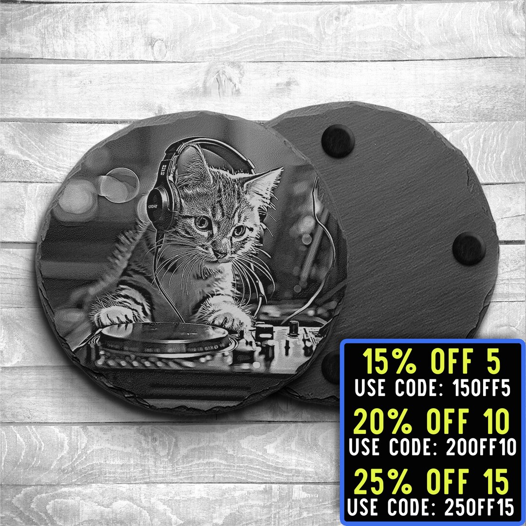 Glowforge Laser Ready 2 Files Dj-cat-nip Round Coaster Engraving ...