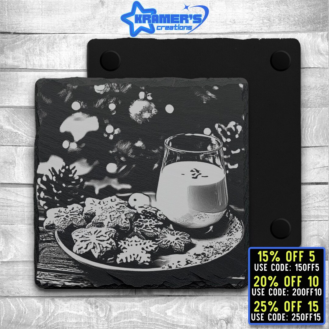 Laser Ready 3 Files Santas Cookies Coaster Engraving- Digital JPG, PNG ...