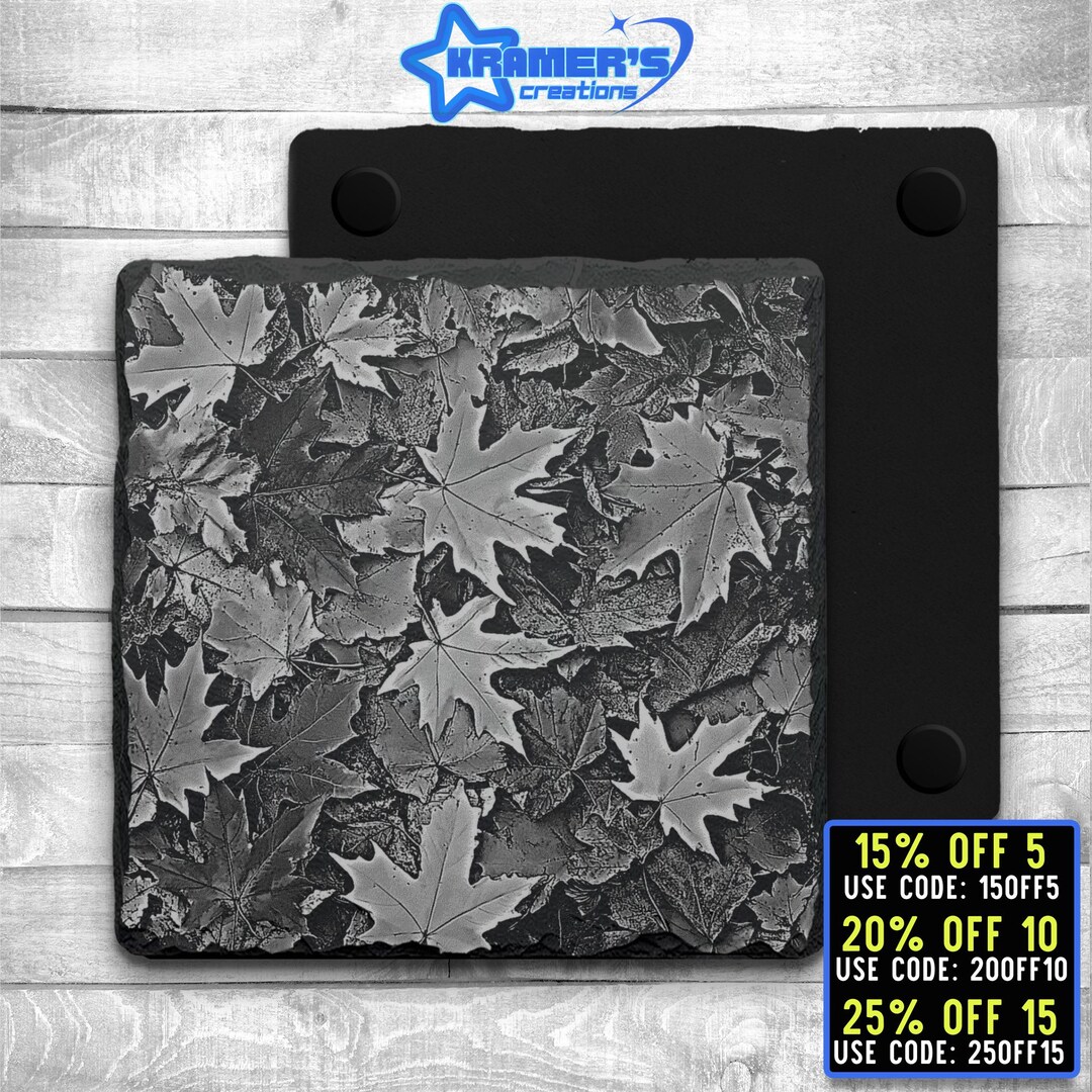 Laser Ready 3 Files Fall Leaves Coaster Engraving- Digital JPG, PNG ...