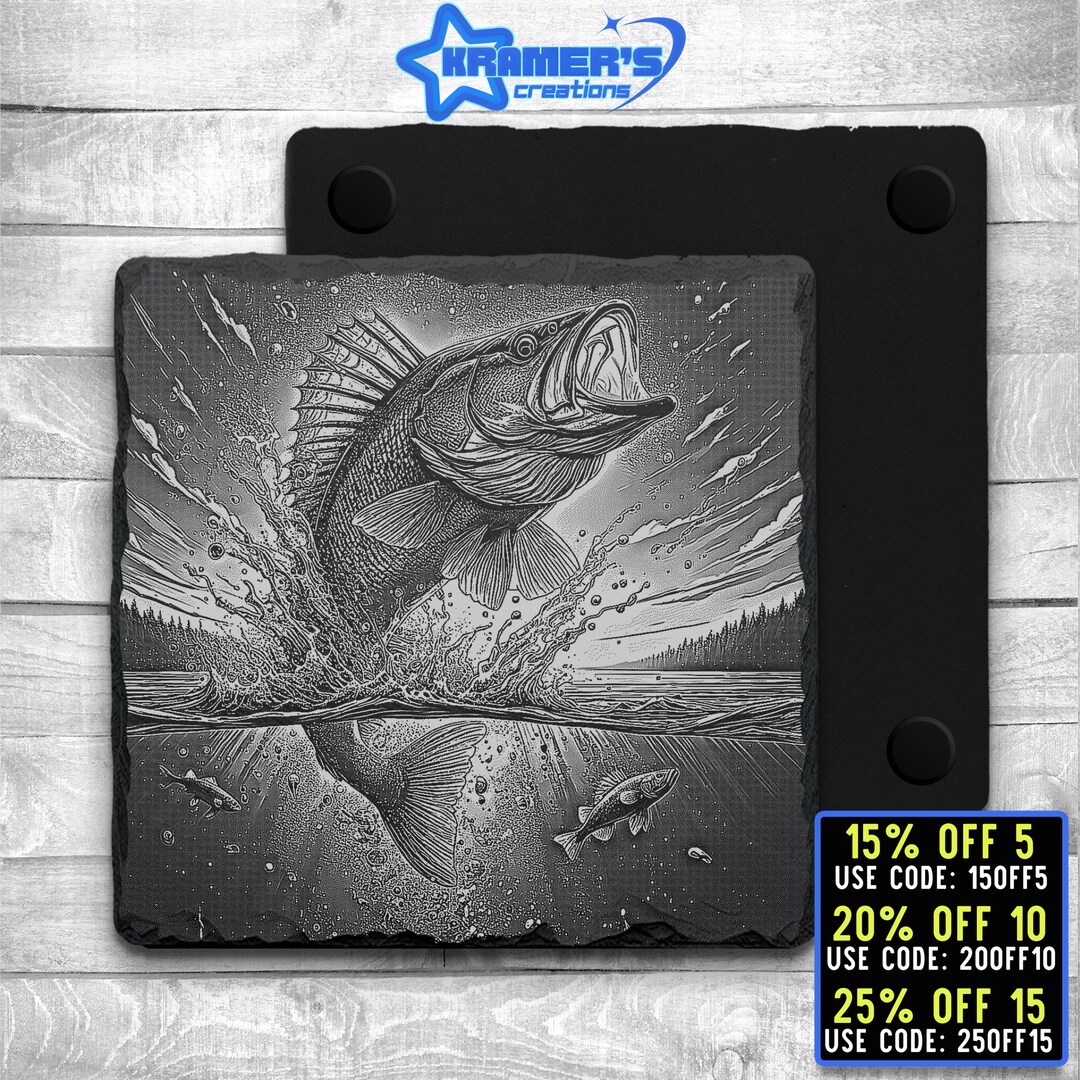 Laser Ready 3 Walleye Fish Jumping Coaster Engraving- Digital JPG, PNG ...