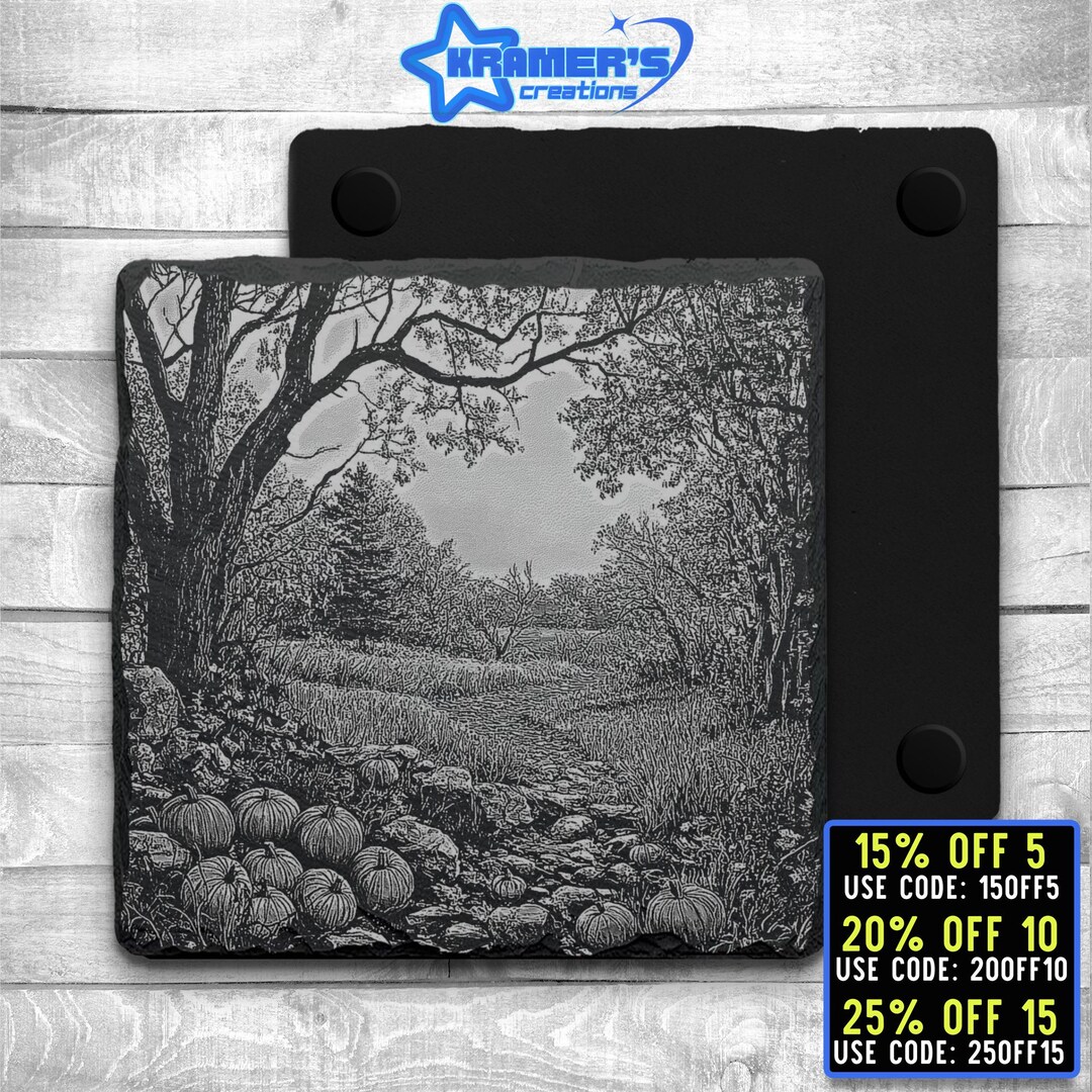 Laser Ready 3 Files Fall Scene Coaster Engraving- Digital JPG, PNG, SVG ...