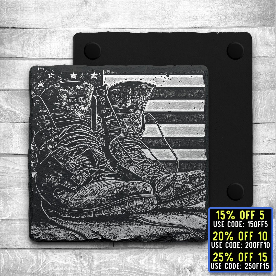 Laser Ready 3 Files Boots With Flag Coaster Engraving- Digital JPG, PNG ...