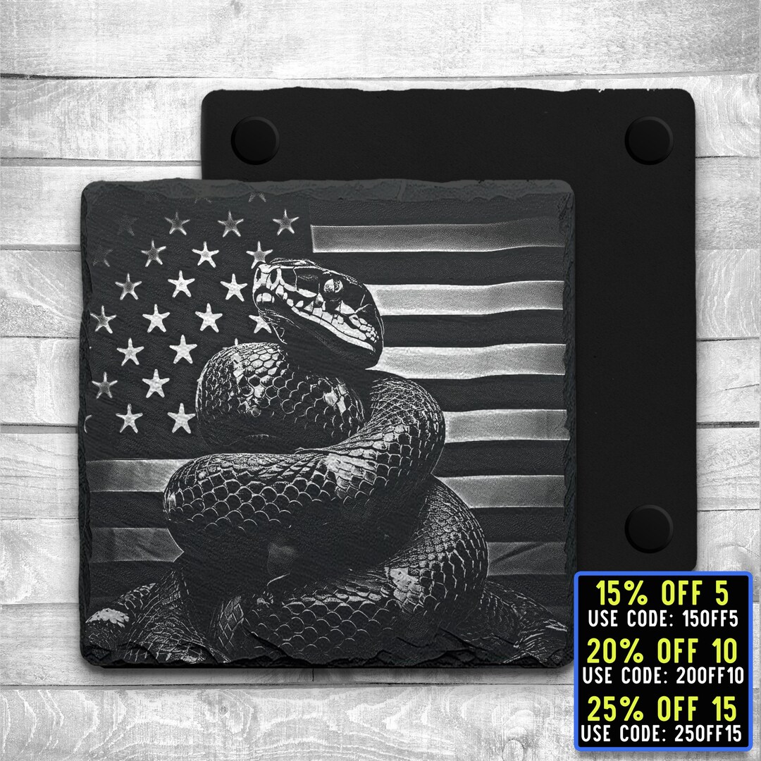 Laser Ready 3 Files Snake American Flag Coaster Engraving- Digital JPG ...
