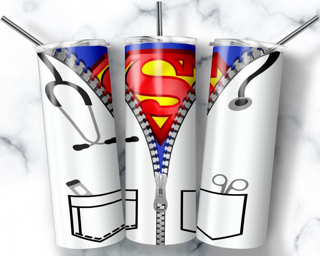 Doctor Nurse CNA Zipper Super Hero White 20oz Straight and Tapered ...