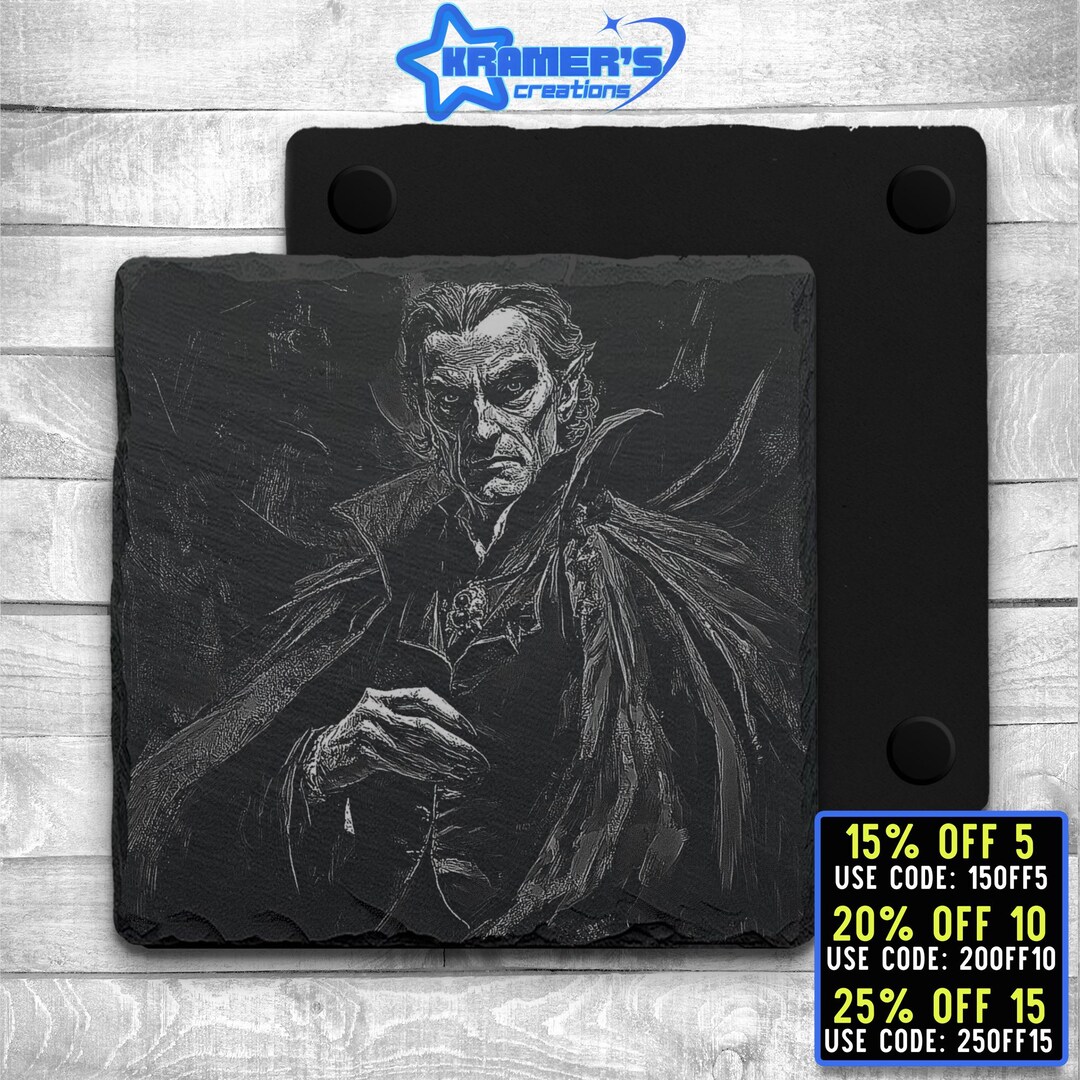 Laser Ready 3 Files Count Dracula Coaster Engraving- Digital JPG, PNG ...