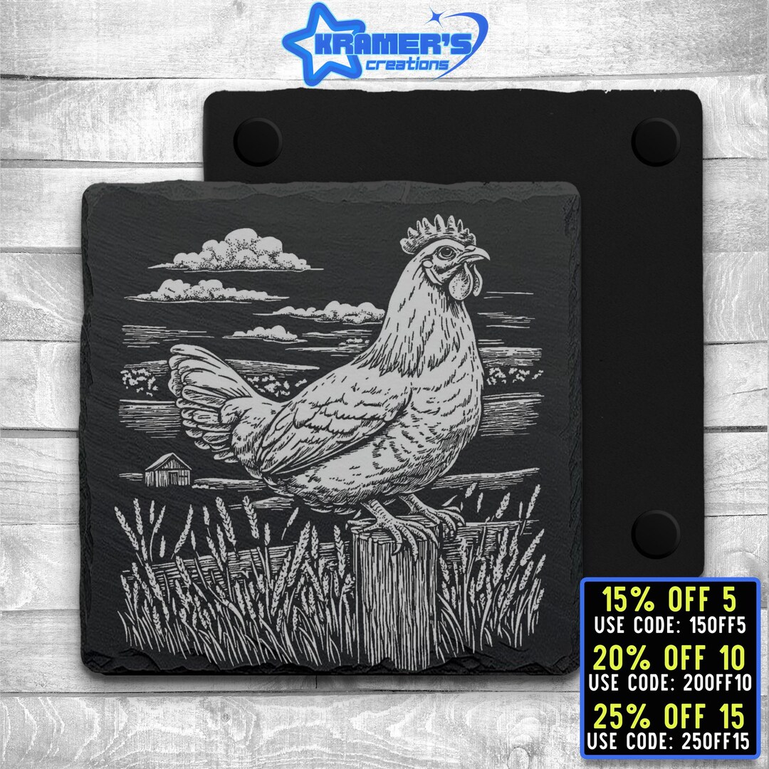 Laser Ready 3 Files Chicken on Fence Post Coaster Engraving- Digital ...