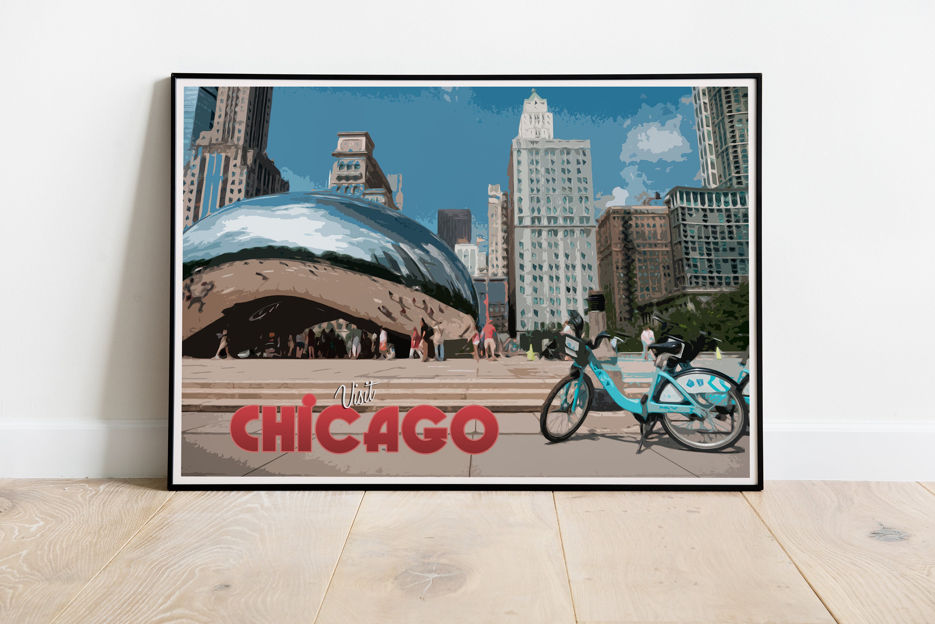 Chicago Travel Art, Vintage Travel Poster, Retro Home Decor, Travel ...