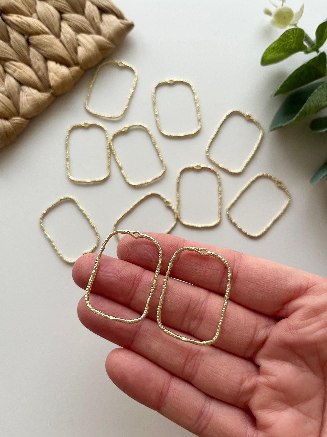 Organic Rectangle Charm (2 Pcs) / Polymer Clay Tools / Jewellery Tools ...