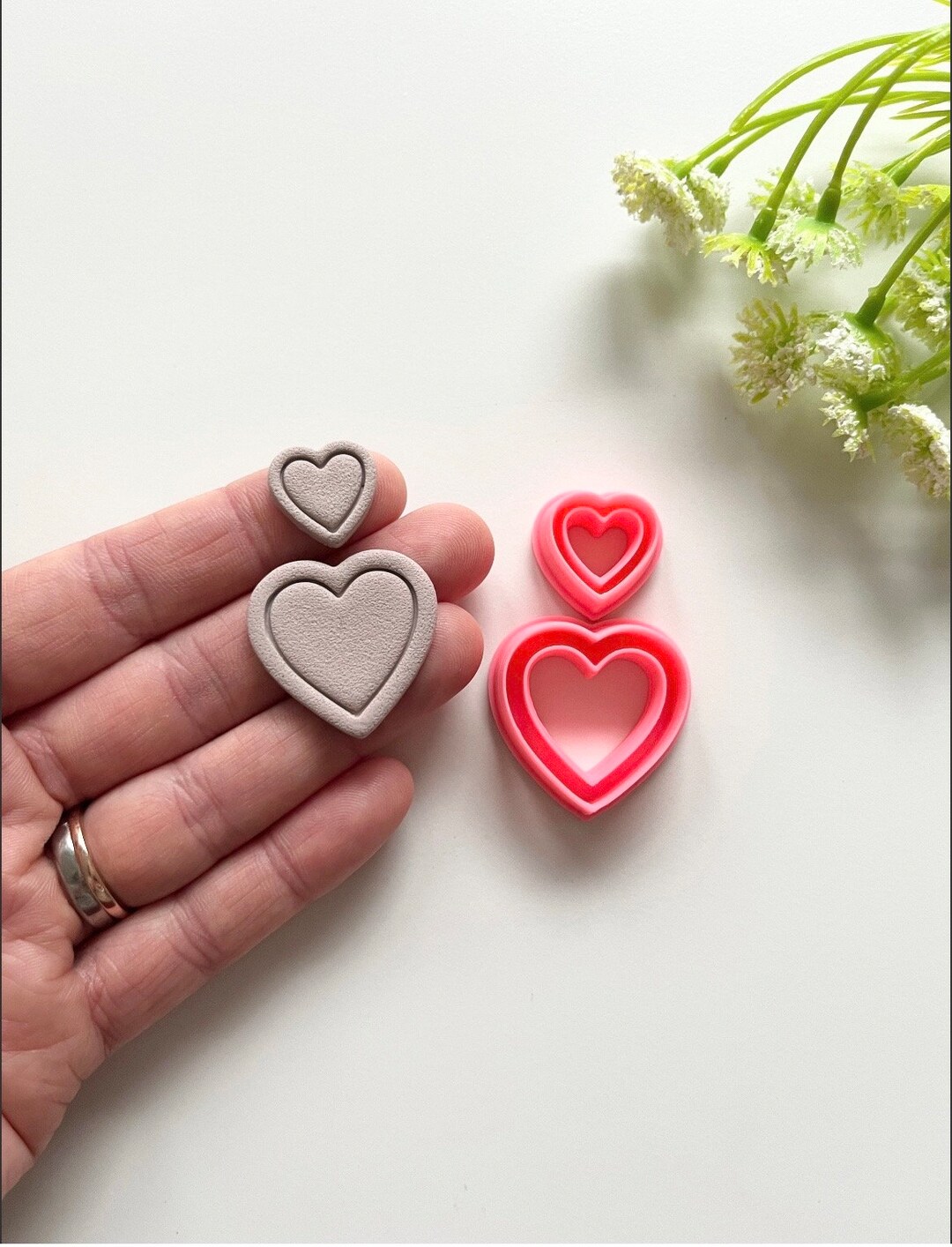 Framed Embossed Hearts Cutter / Polymer Clay Tools / Jewellery Tools ...