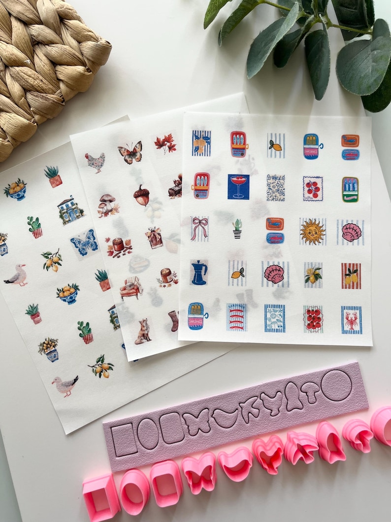 Charm Transfer Paper & Matching 10 Cutters: Polymer Clay Jewelry Tools ...