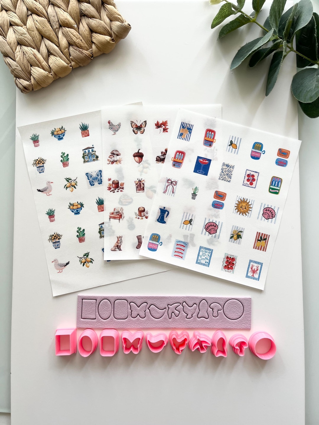 Charm Transfer Paper & Matching 10 Cutters: Polymer Clay Jewelry Tools ...