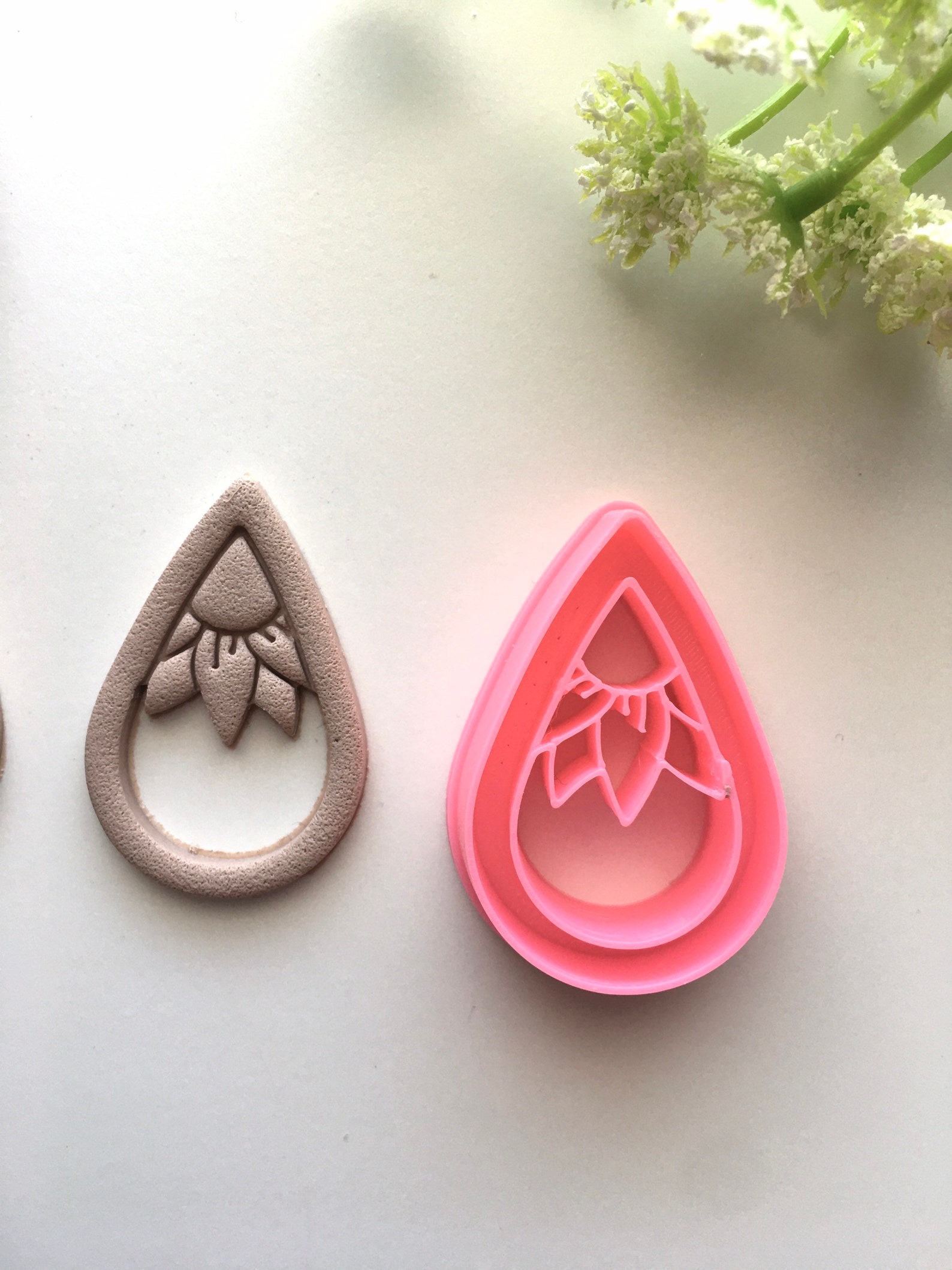 Embossed Flower Teardrop Cutter / Polymer Clay Tools / - Etsy