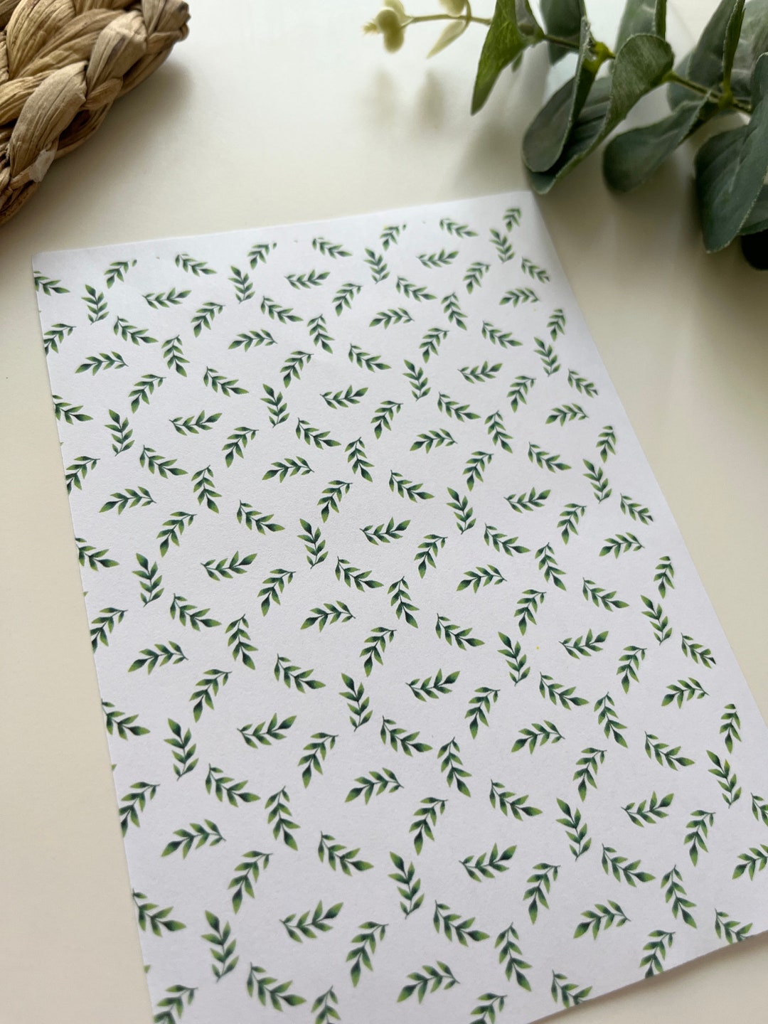 Small Green Leaves Image Transfer Paper (1 Sheet) B14-6 / Polymer Clay ...