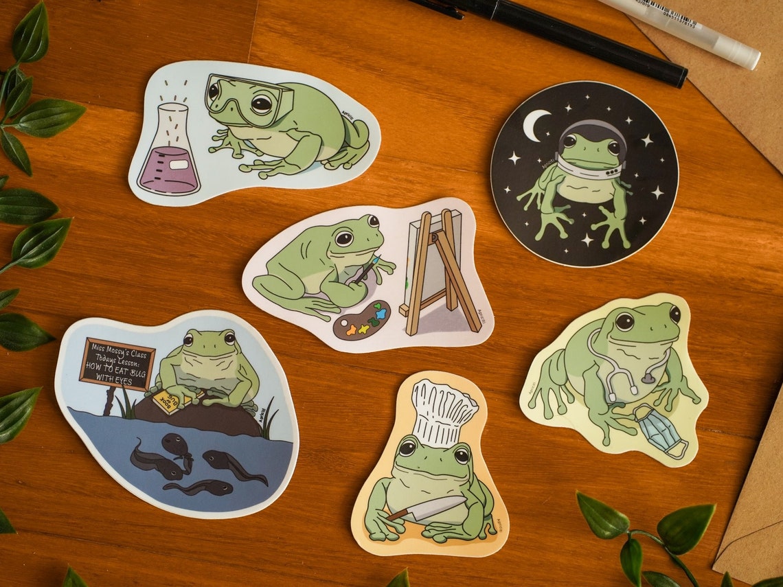 Teacher Frog Vinyl Sticker - Etsy