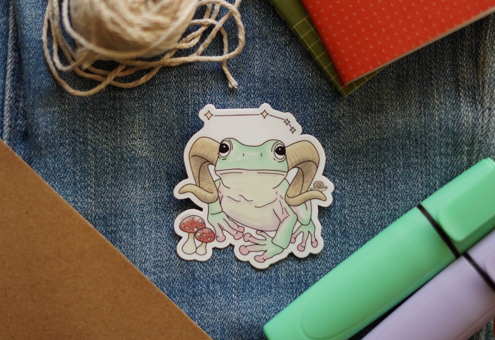 Aries Frog Star Sign Frog Vinyl Sticker | Etsy