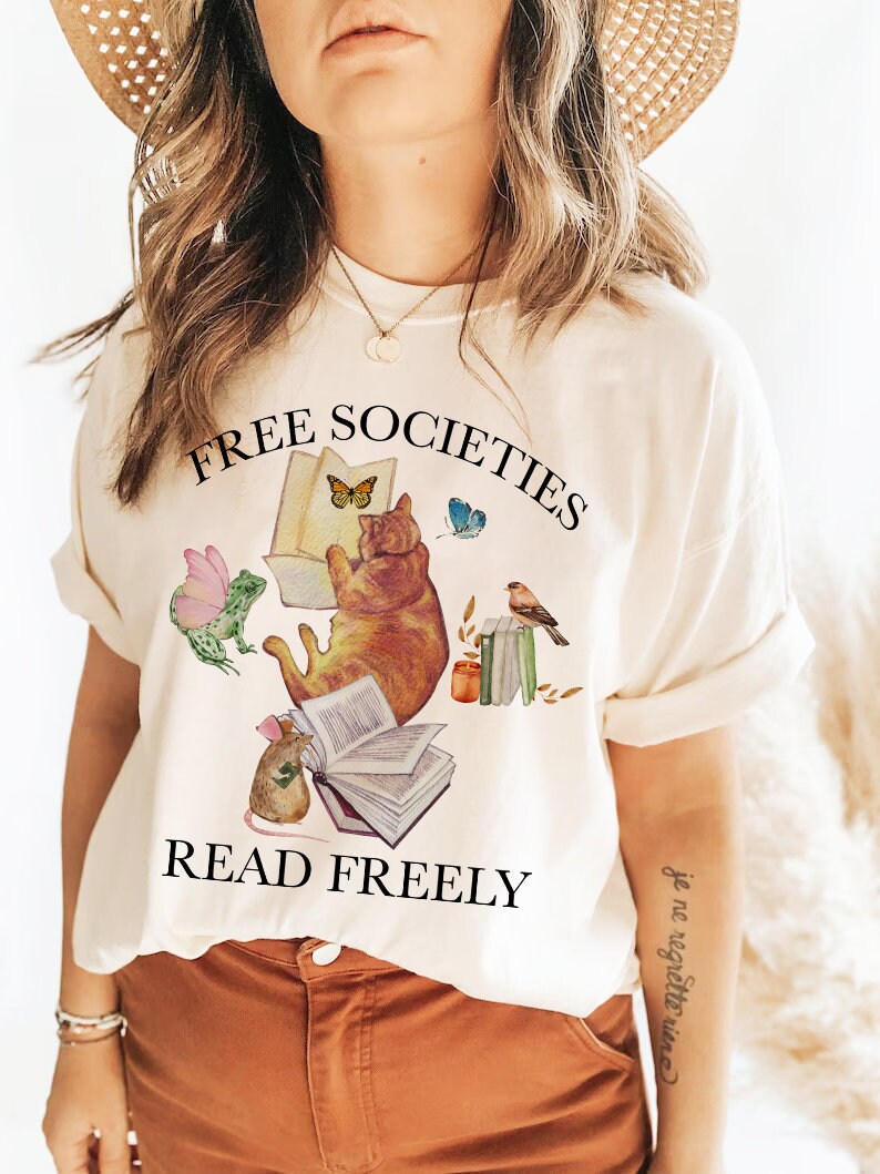 Free societies read freely shirt | read banned books | cottagecore ...