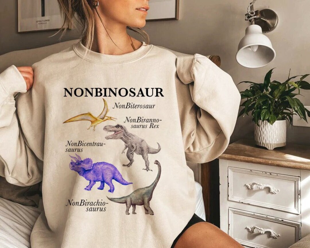 Nonbinosaur Sweatshirt Non Binary Pride Sweater Enby Non Binary Dinosaur No Gender Gift for ...