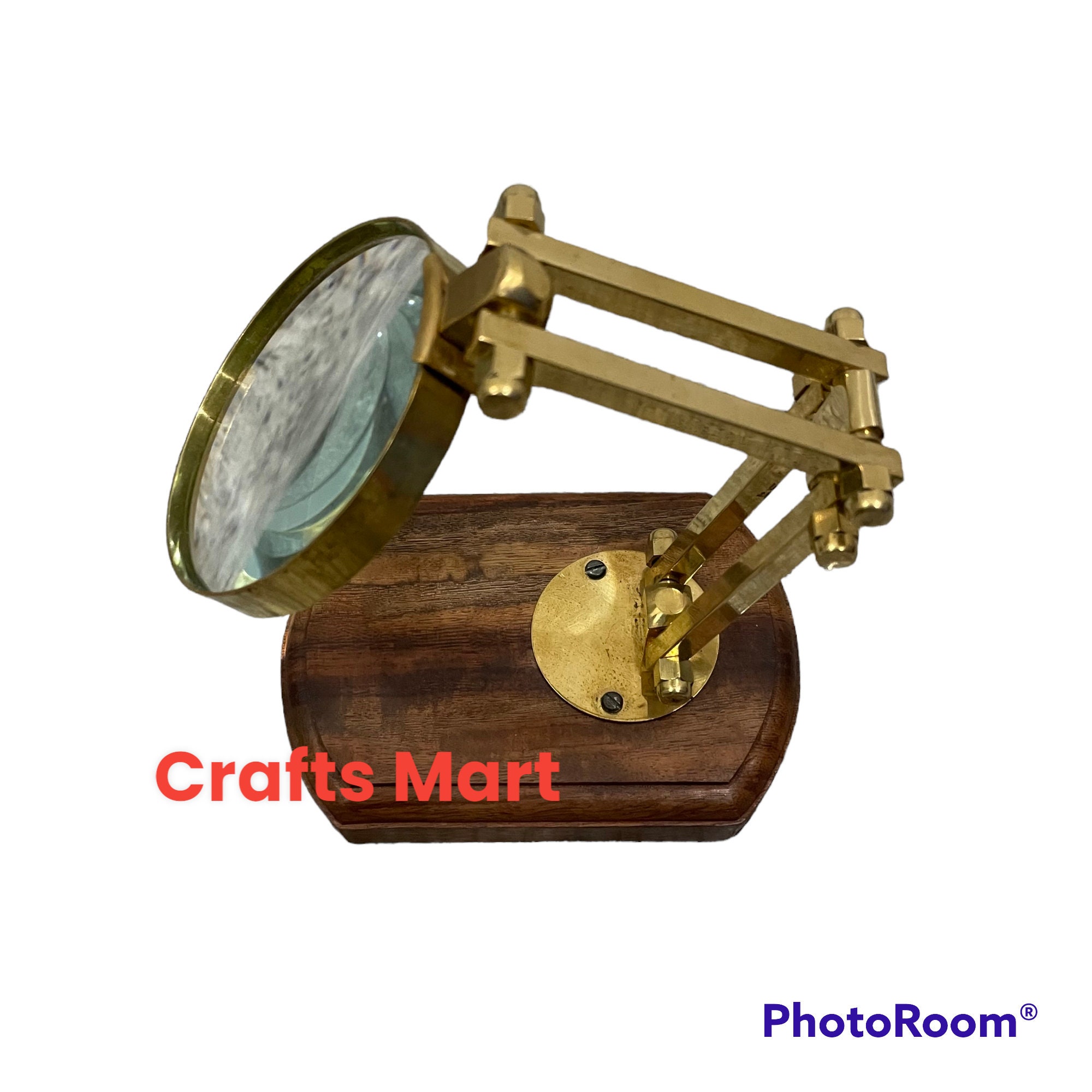 Collectible Solid Brass & Wood Table Top Magnifying Glass, Home and ...