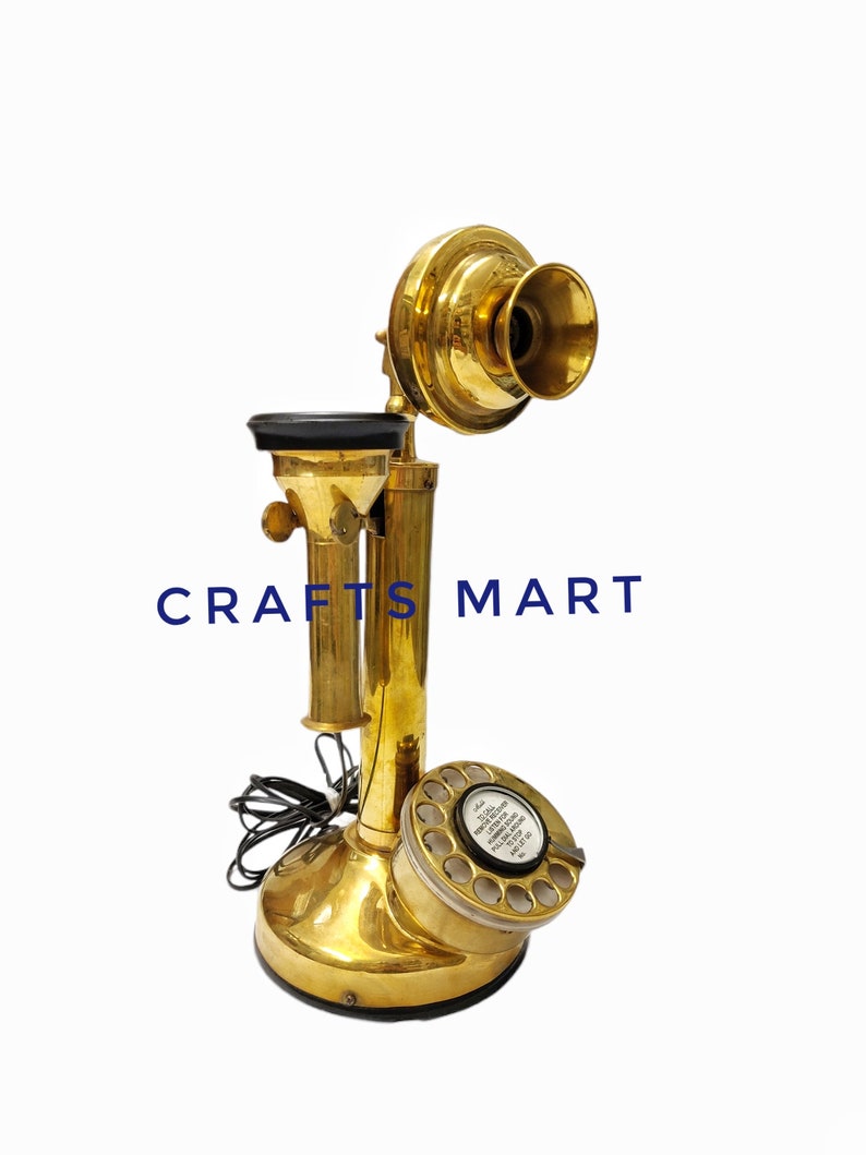 Brass Finish Candlestick Telephone Landline Rotary Dial Working ...