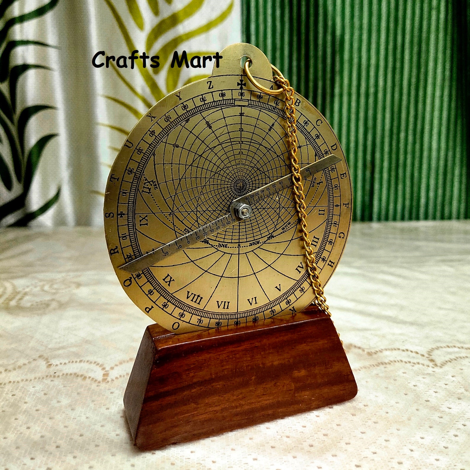 Brass Astrolabe Calendar: Medieval Star Observation Device With Wooden ...