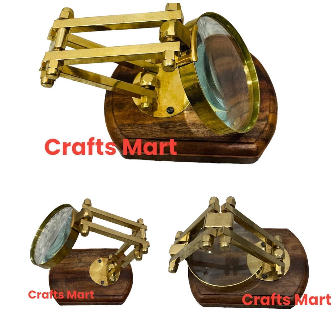 Collectible Solid Brass & Wood Table Top Magnifying Glass, Home and ...