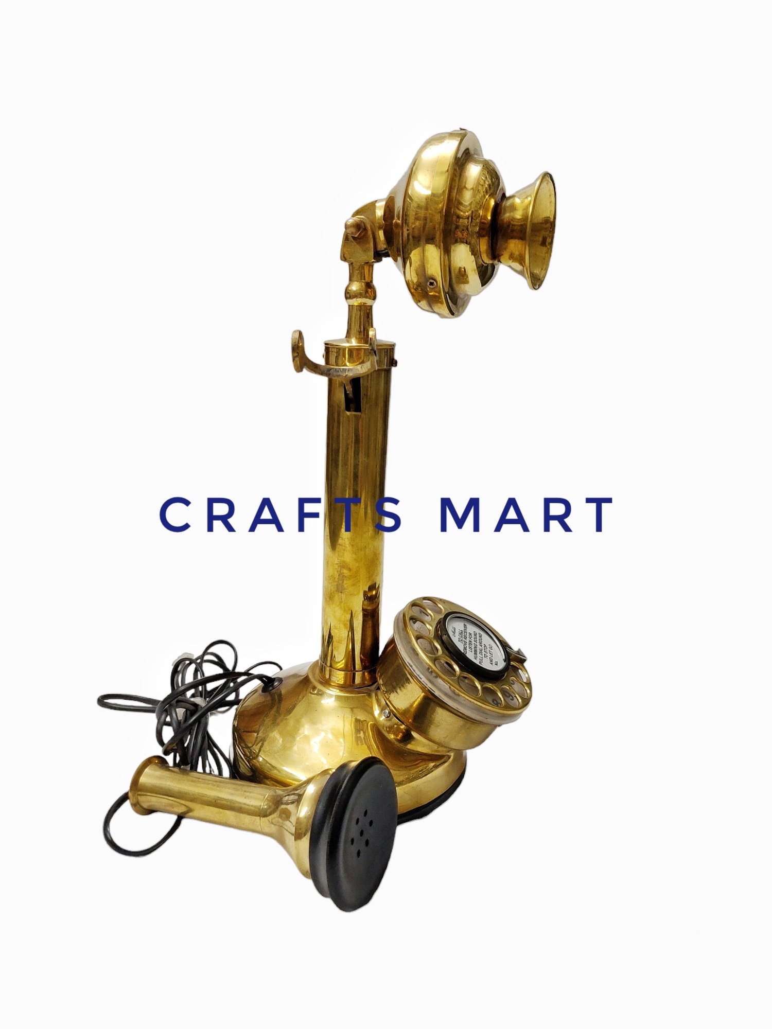 Brass Finish Candlestick Telephone Landline Rotary Dial Working ...