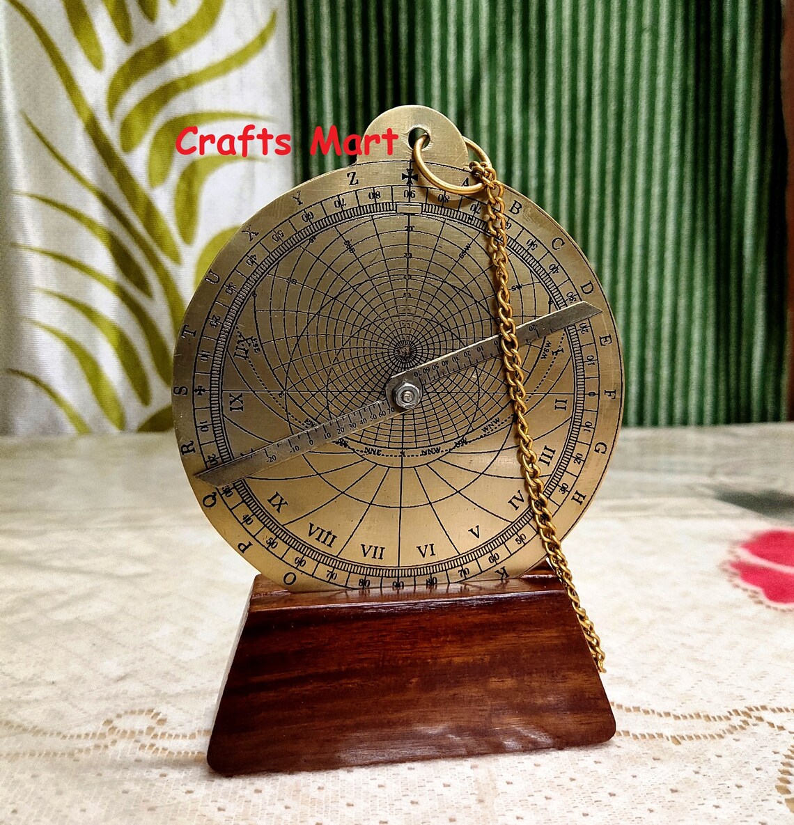 Brass Astrolabe Calendar: Medieval Star Observation Device With Wooden ...