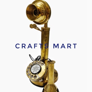 Brass Finish Candlestick Telephone Landline Rotary Dial Working ...