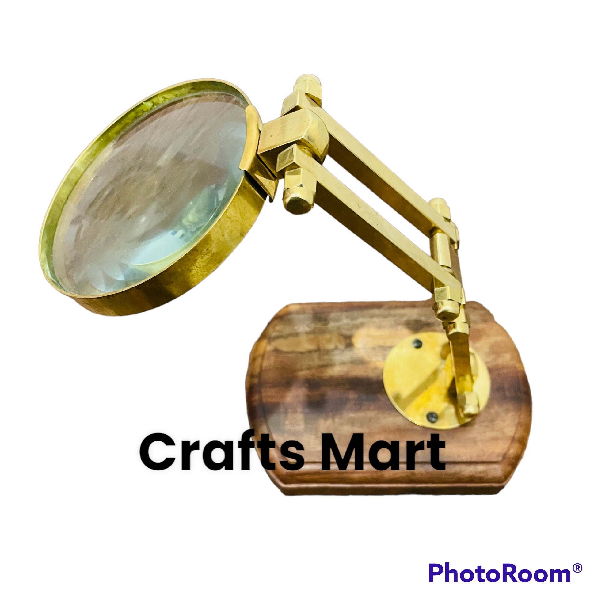 Collectible Solid Brass & Wood Table Top Magnifying Glass, Home and ...