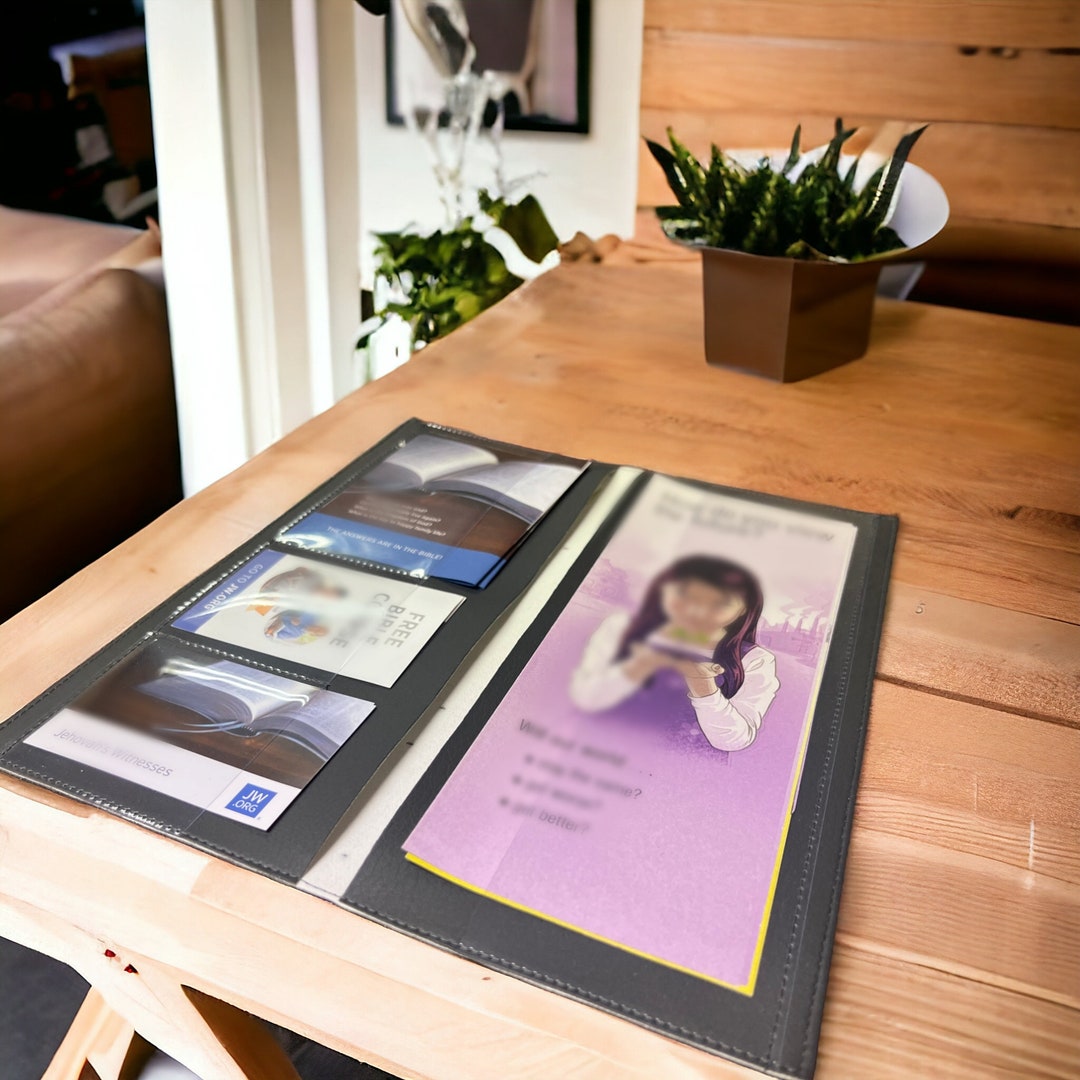 Set of 10 JW Faux Leather Tract Folder Holder for Ministry. Waterproof ...