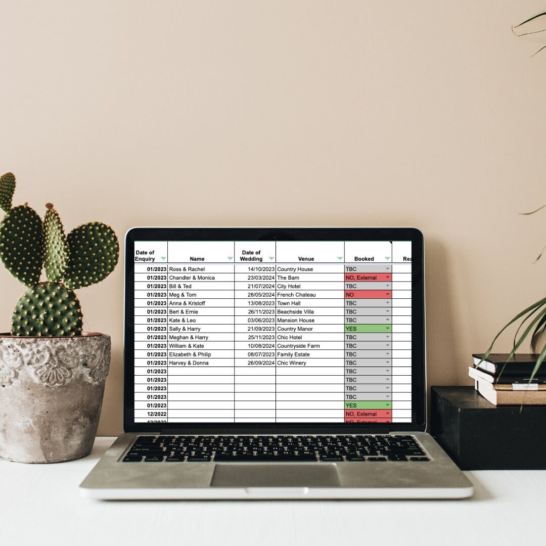 Wedding Florist Enquiries Spreadsheet Template - Etsy