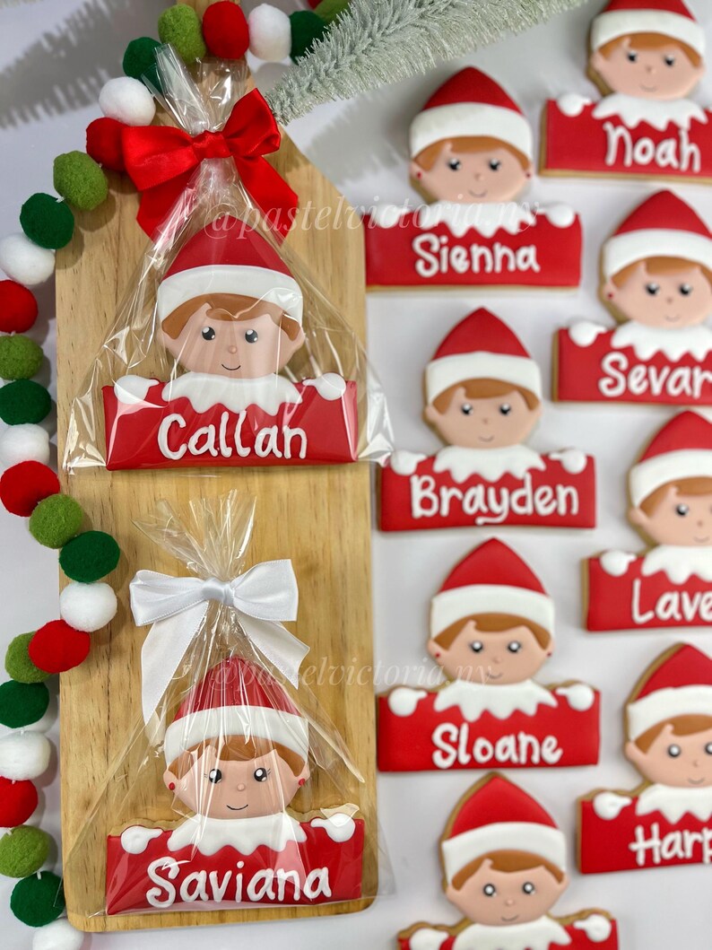 Personalize Elf Sugar Cookies, Elf Christmas Cookies, Christmas Gift ...