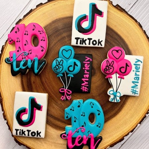 Custom Tiktok Cookies, Tiktok Birthday Cookies, Birthday Gift, Set of 6 ...