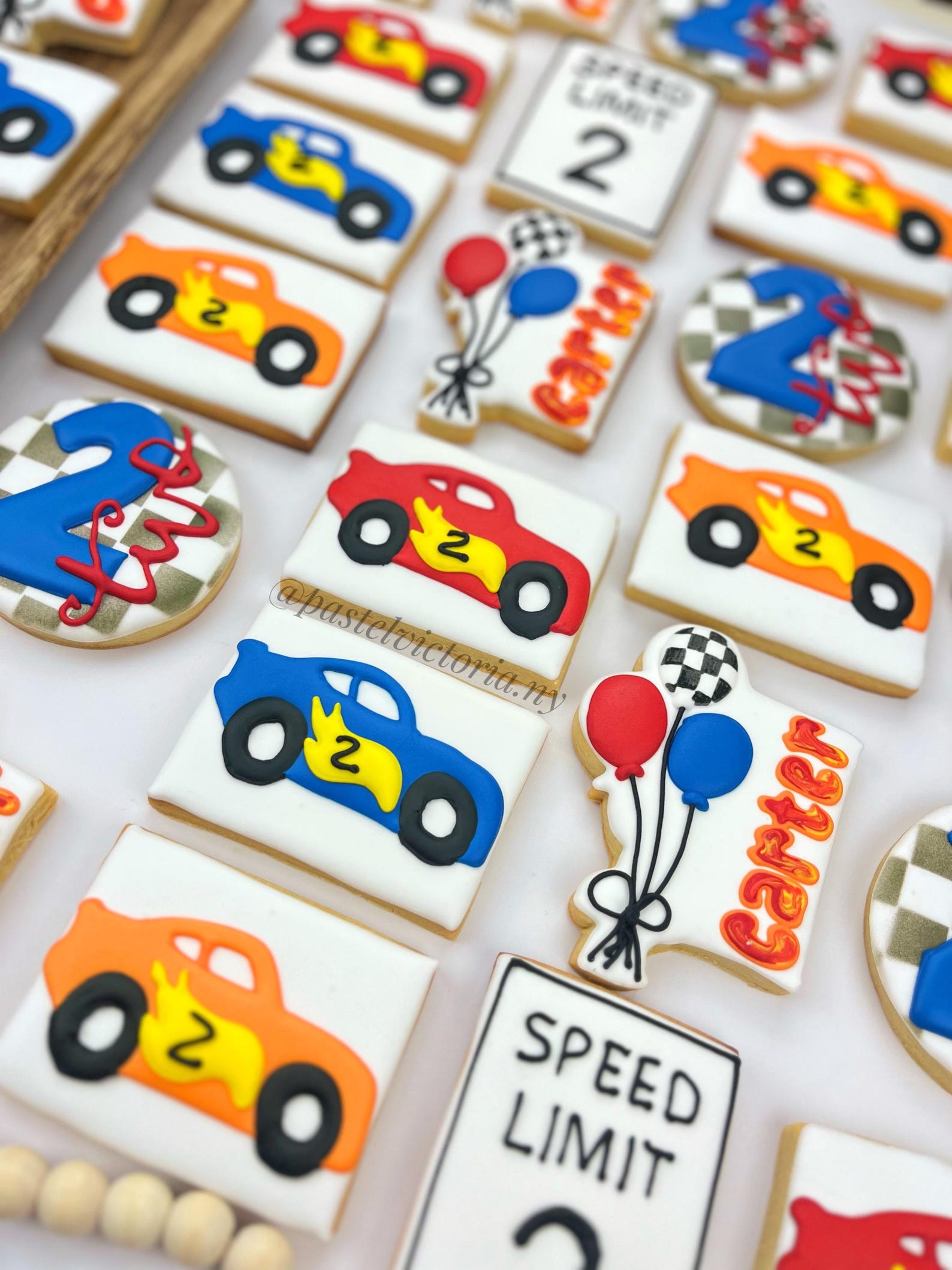 Custom Race Car Cookies, Personalized Birthday Cookies, Racing Party ...