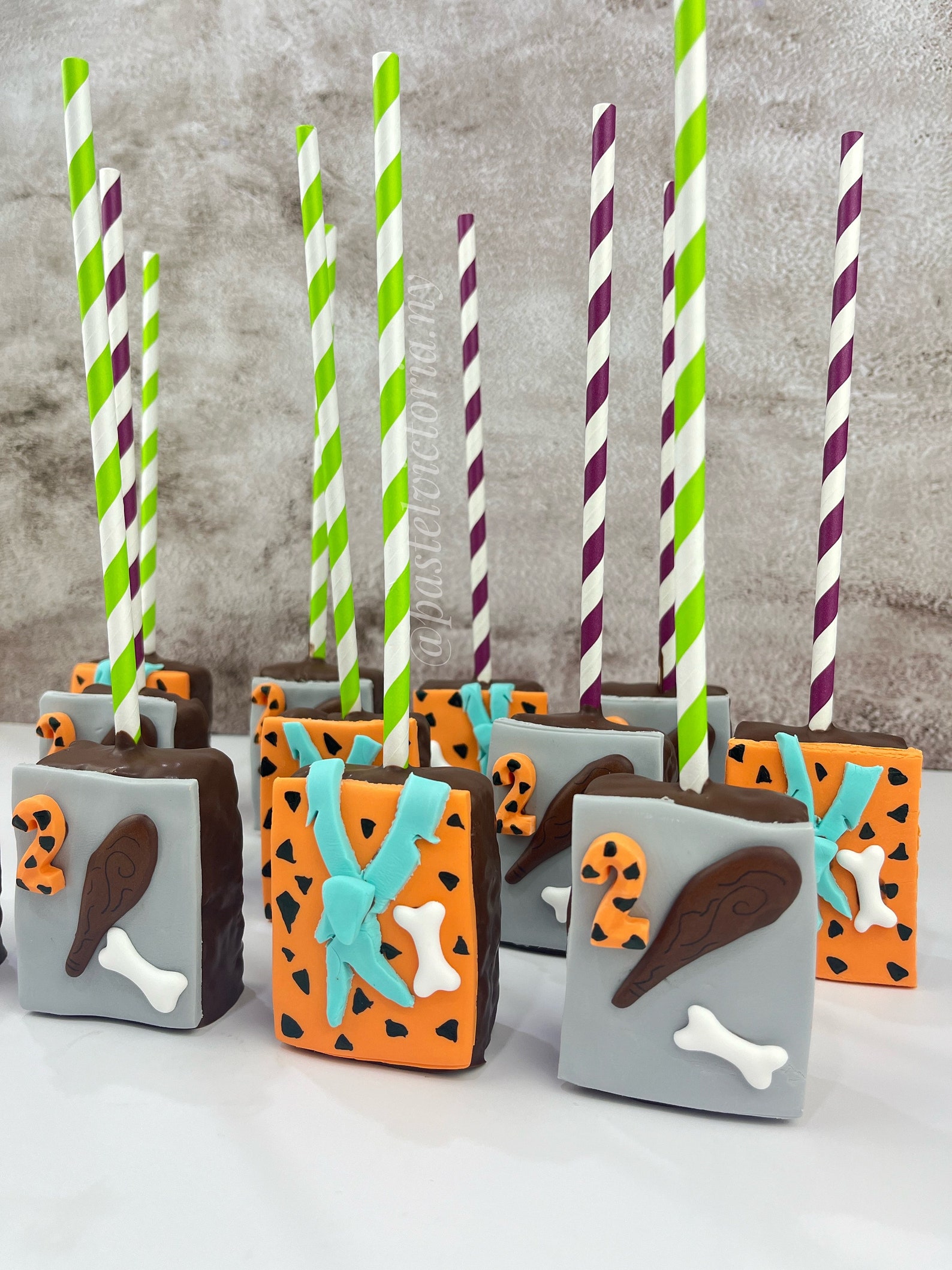 Pebbles and Bam Bam Themed Rice Krispie, Table Desserts,bambam Rubble ...