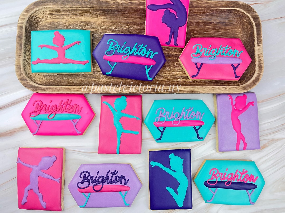 Custom Gymnastics Cookies, Gymnastics Birthday Party, Sports Birthday ...