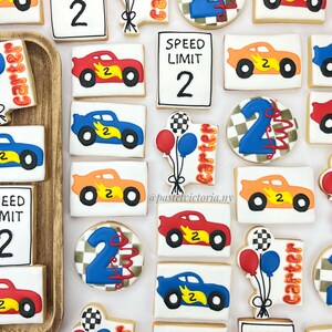 Custom Race Car Cookies, Personalized Birthday Cookies, Racing Party ...