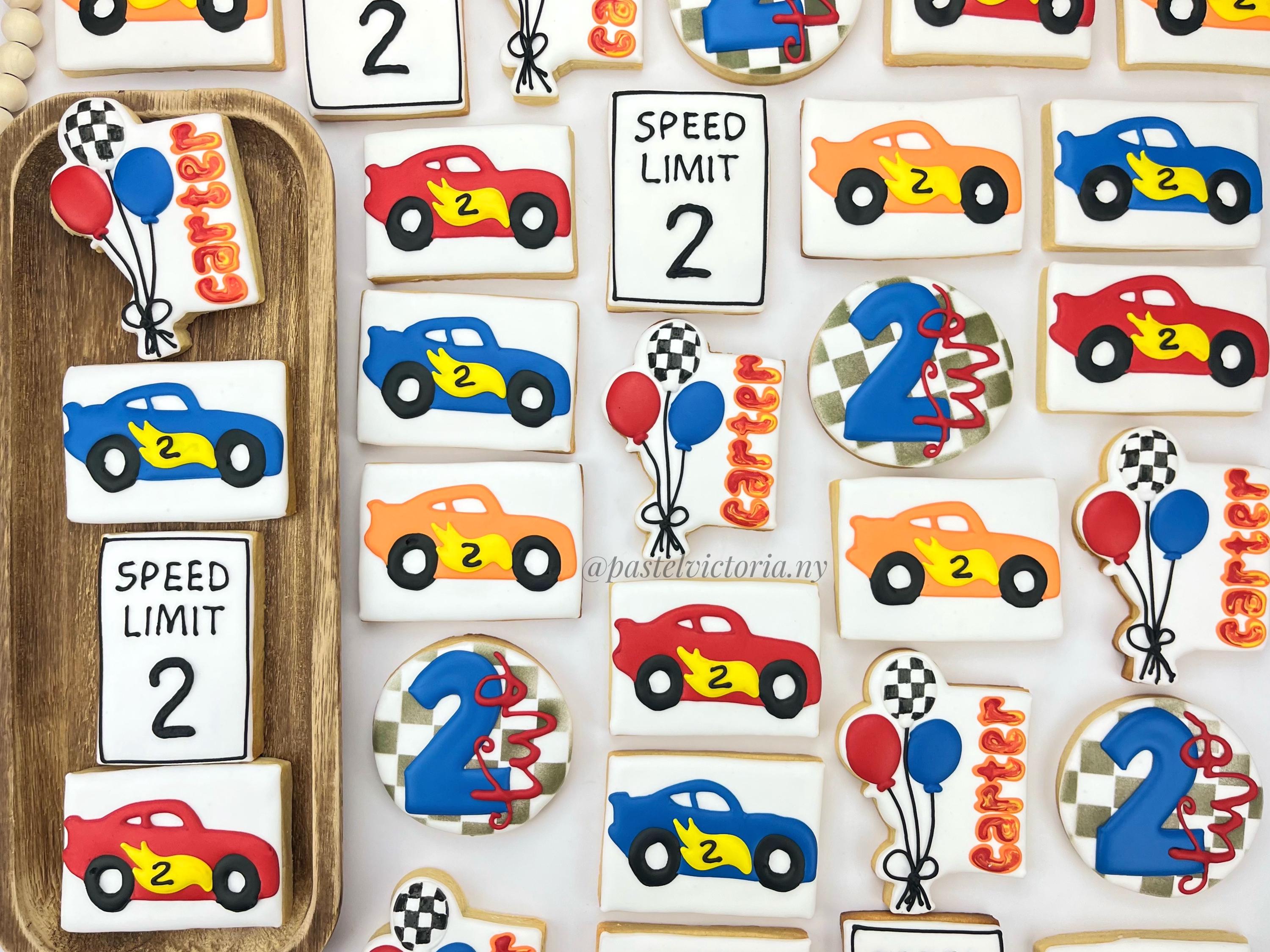 Custom Race Car Cookies, Personalized Birthday Cookies, Racing Party ...