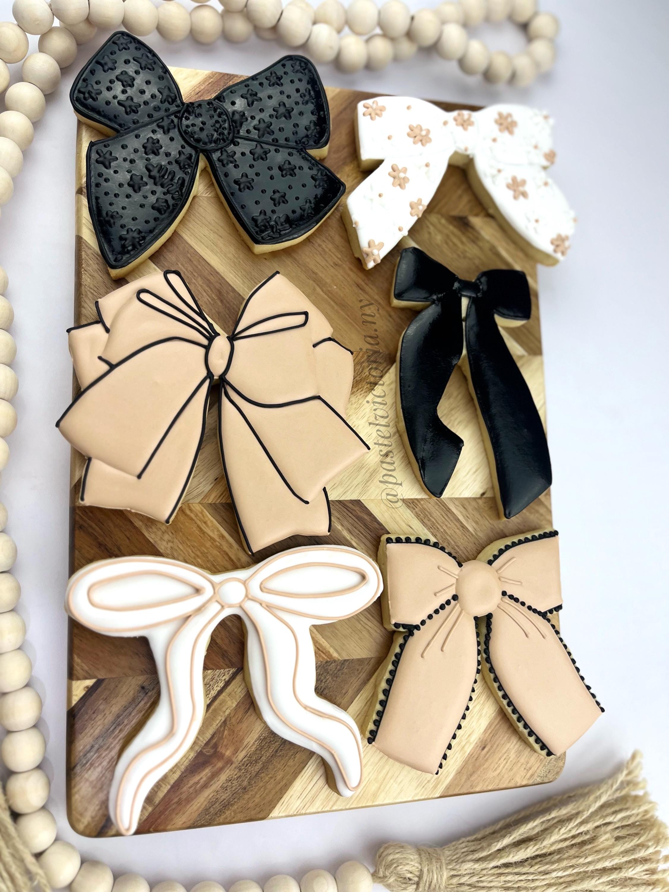 Coquette Bow Birthday Cookies, Celebrate Bow Themed Cookie, Set of 6-48 ...