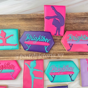 Custom Gymnastics Cookies, Gymnastics Birthday Party, Sports Birthday ...