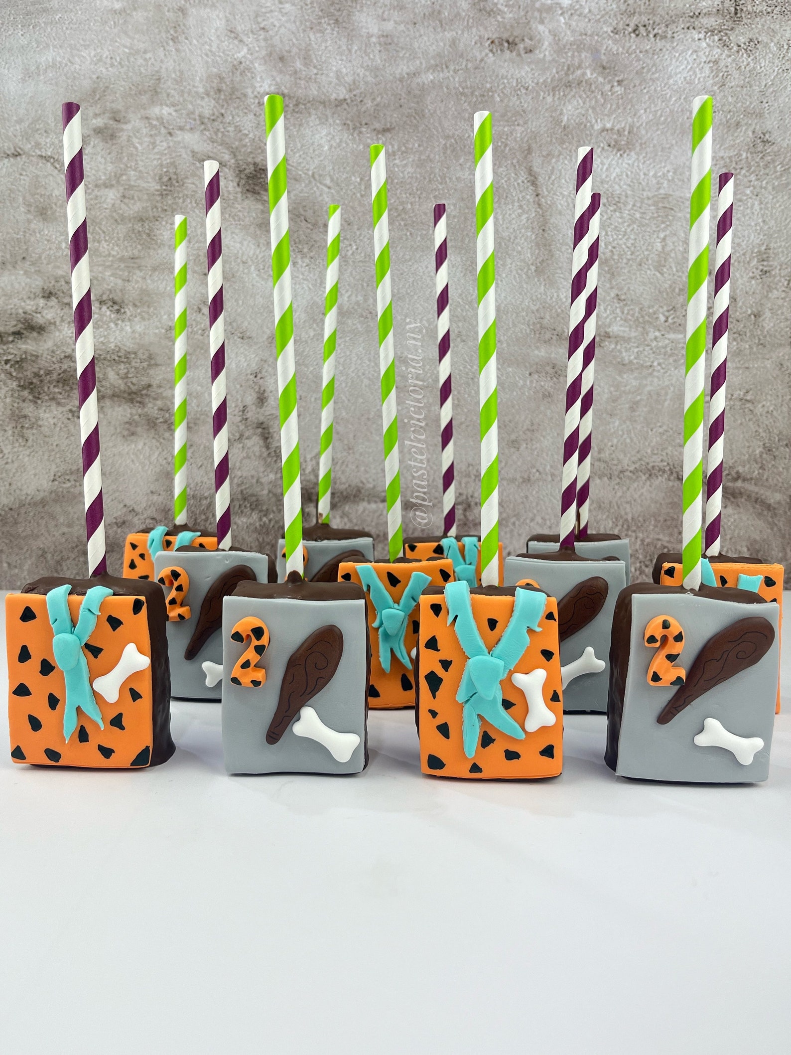 Pebbles and Bam Bam Themed Rice Krispie, Table Desserts,bambam Rubble ...