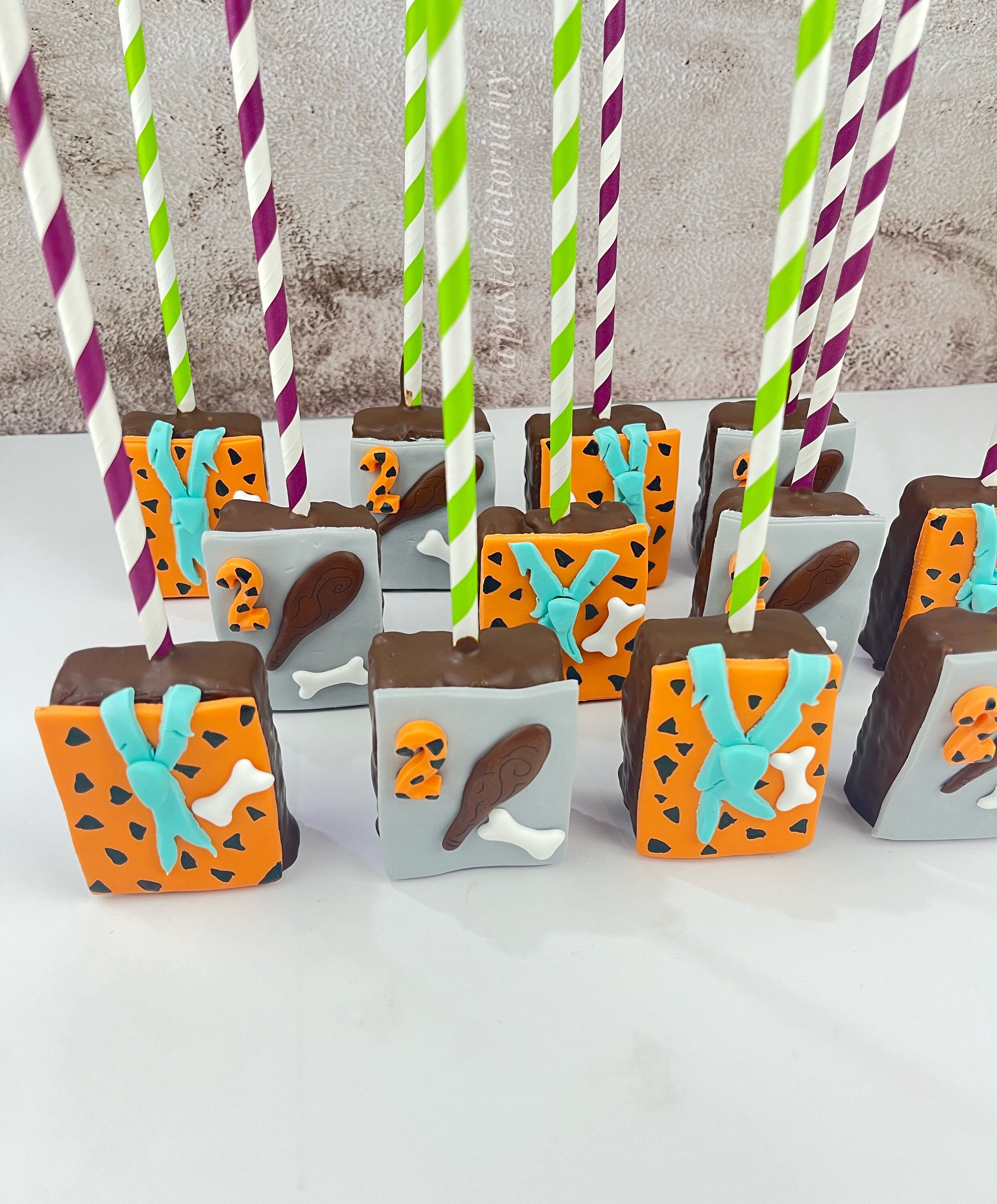 Pebbles and Bam Bam Themed Rice Krispie, Table Desserts,bambam Rubble ...