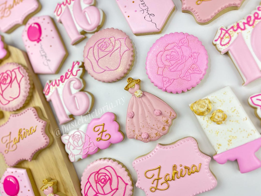 Custom Sweet 16 Birthday Cookies, Personalized Favors for Girls, Set of ...