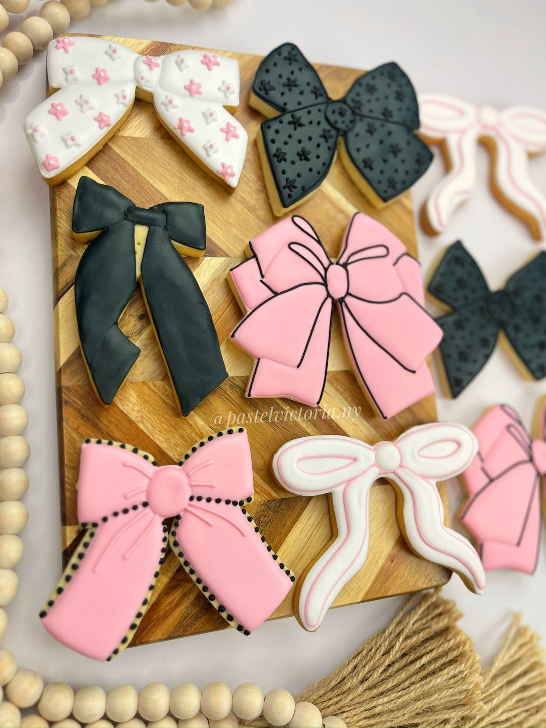Coquette Bow Birthday Cookies, Celebrate Bow Themed Cookie, Set of 6-48 ...