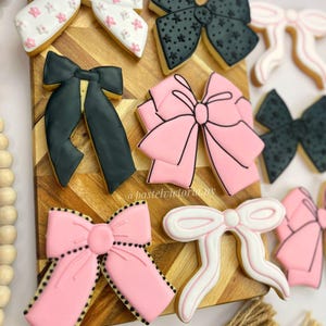 Coquette Bow Birthday Cookies, Celebrate Bow Themed Cookie, Set of 6-48 ...